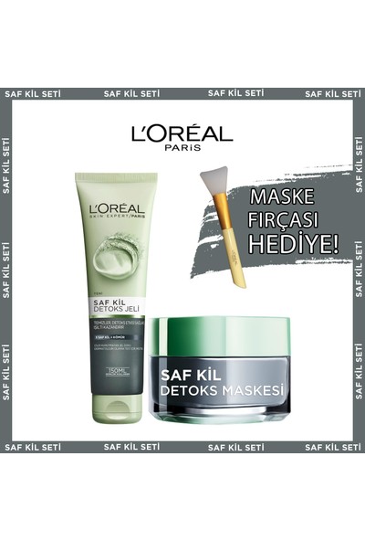 Loreal Paris Saf Kil Detoks Jel + Saf Kil Detoks Maskesi + Maske Fırçası