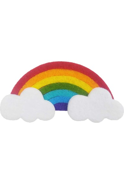 Toptan Keçe Keçe 8 cm Gökkuşağı ve Bulut Figürü 10 Adet