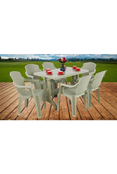 Mandella Zeugma 70x120 Golf Koltuk 6 Kişilik Masa Takımı