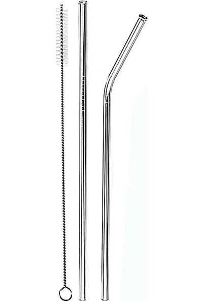 İndirim Kap Paslanmaz 2'li Çelik Pipet ve Temizleme Fırçası