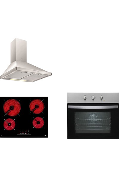 Teka Inox Ankastre Set (Fırın He 615 - Ocak Tz 6415 - Davlumbaz Df 60) Teka Inox Ankastre Set (Fırın He 615 - Ocak Tz 6415 - Davlumbaz Df 60)