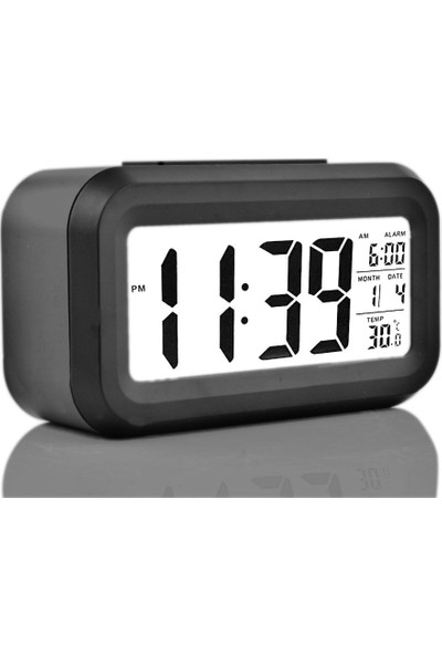 Bestac Fotoselli Işık Sensörlü Termometreli Alarmlı Dijital Masa Saati