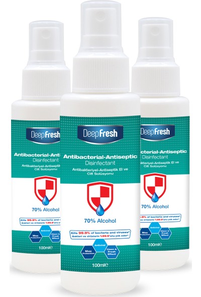 Deep Fresh Antiviral Antibakteriyel Sprey Dezenfektan 3 x 100 ml Deep Fresh Antiviral Antibakteriyel Sprey Dezenfektan 3 x 100 ml