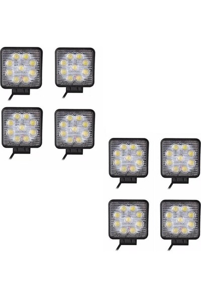 Forza Off Road Beyaz Işık Sis Farı Lambası 9 LED Kare 12-24 V 8 Adet Forza Off Road Beyaz Işık Sis Farı Lambası 9 LED Kare 12-24 V 8 Adet
