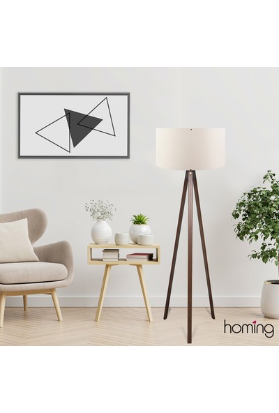 Homing Takoz Göbekli Ahşap Üç Ayaklı Lambader AYD-2221