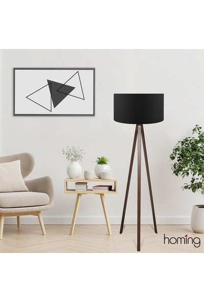 Homing Takoz Göbekli Ahşap Üç Ayaklı Lambader AYD-2222