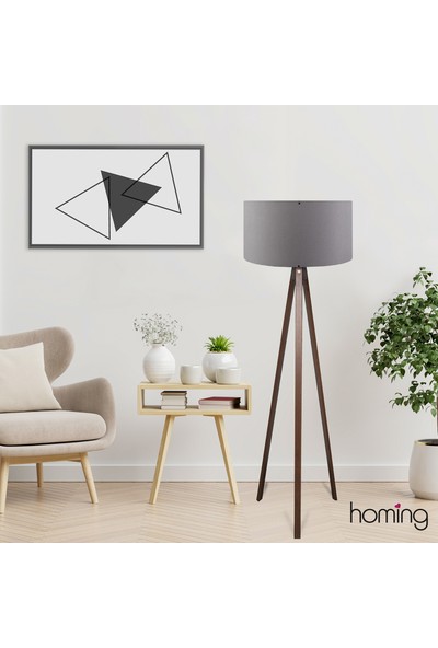 Homing Takoz Göbekli Ahşap Üç Ayaklı Lambader AYD-2223