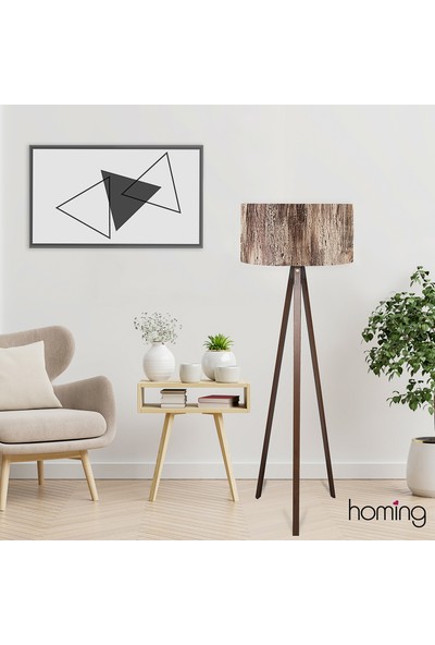 Homing Takoz Göbekli Ahşap Üç Ayaklı Lambader AYD-2225