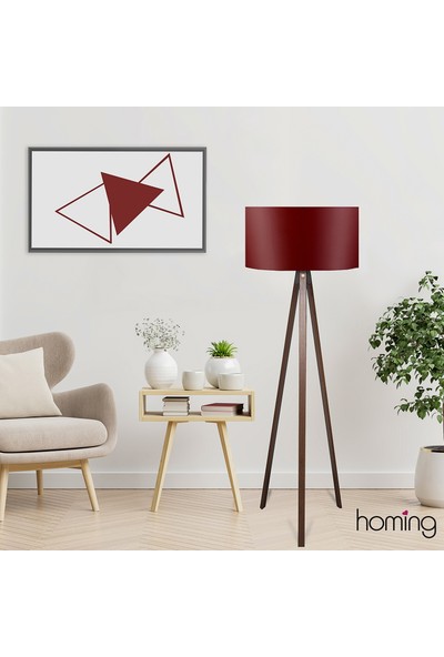 Homing Takoz Göbekli Ahşap Üç Ayaklı Lambader AYD-2226
