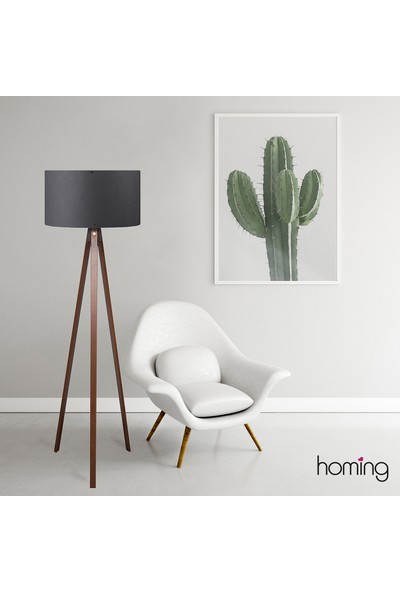 Homing Takoz Göbekli Ahşap Üç Ayaklı Lambader AYD-2256