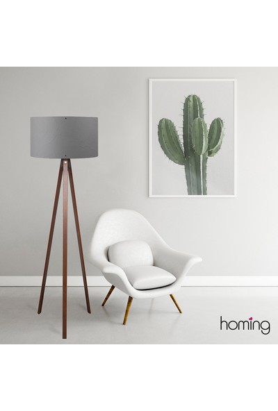 Homing Takoz Göbekli Ahşap Üç Ayaklı Lambader AYD-2257