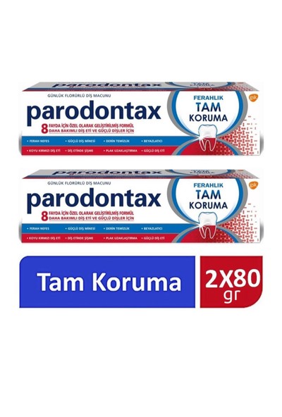 Parodontax Günlük Florürlü Diş Macunu Ferahlık Tam Koruma 80 gr x 2 Parodontax Günlük Florürlü Diş Macunu Ferahlık Tam Koruma 80 gr x 2