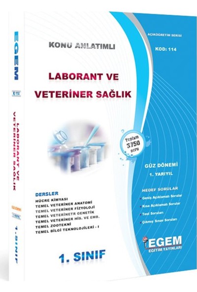 AÖF 1. Sınıf Laborant ve Veteriner Sağlık Konu Anlatımlı Soru Bankası-Güz Dönemi(1. Yarıyıl)
