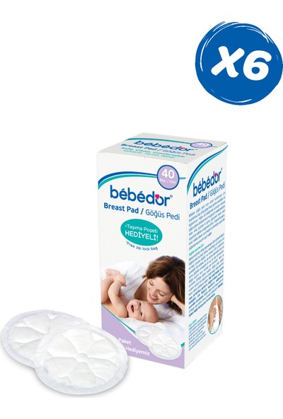 Bebedor Polietilen Dış Yüzeyli Göğüs Pedi 40'lı 6 Adet