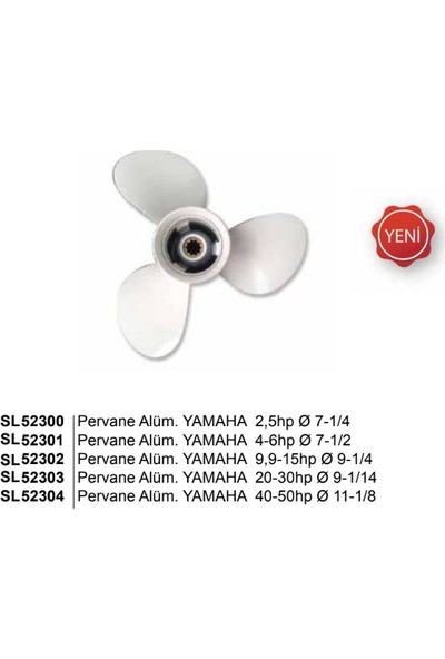Yamaha Pervane Alüm. 40-50HP Ø 11-1/8 Yamaha Pervane Alüm. 40-50HP Ø 11-1/8