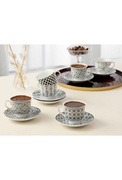 English Home Carey Porselen 12 Parça Kahve Fincan Takımı 90 ml Mavi