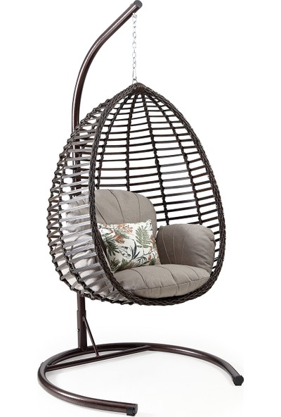 Capri Swing Gümbet Tekli Rattan Bahçe Balkon Salıncağı