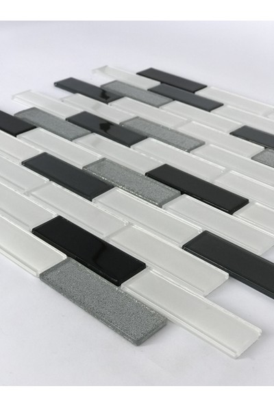 Orient Mutfak,banyo,zemin Için Siyah Beyaz Füme 23X73 Kristal Mozaik Orient Mutfak,banyo,zemin Için Siyah Beyaz Füme 23X73 Kristal Mozaik
