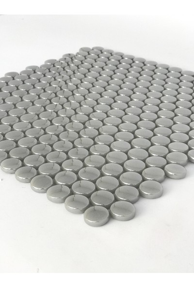 Orient Mutfak,banyo,zemin ve Havuz Için Sade Gri Yuvarlak Cam Mozaik