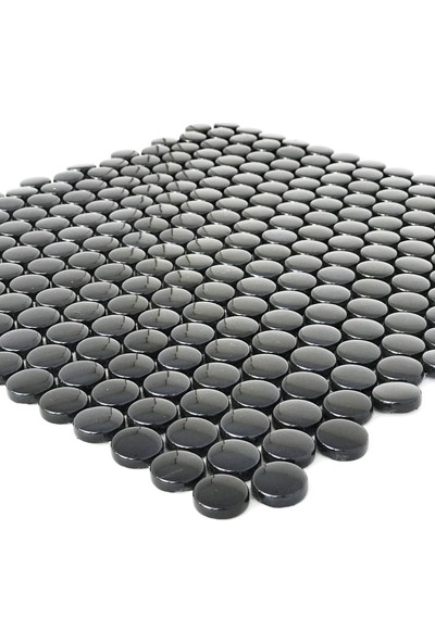 Orient Mutfak,banyo,zemin ve Havuz Için Sade Siyah Yuvarlak Cam Mozaik