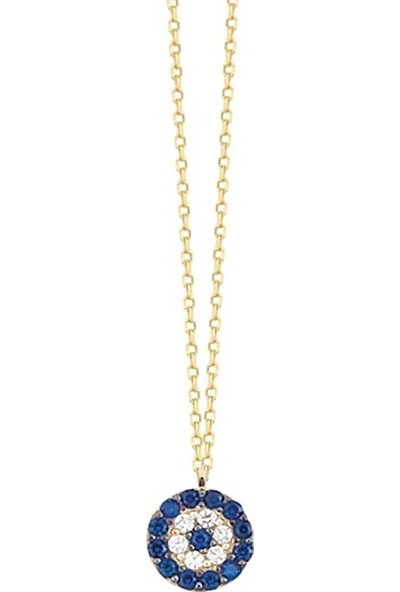 Sembol Gold Nazar Boncuk Altın Kolye Sosyete 14K 1,0 cm