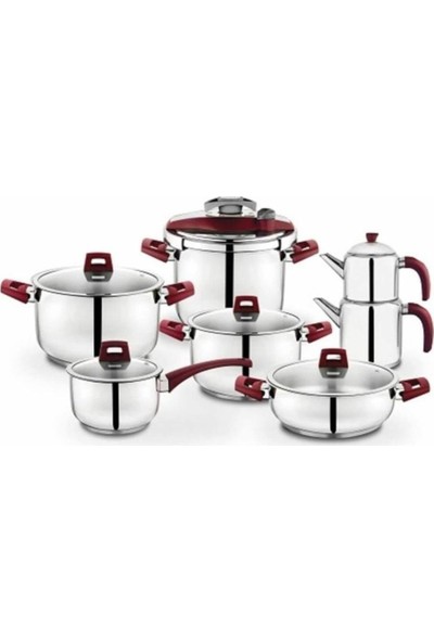 Schafer Masterchef Çelik Çeyiz Seti 14 Parça Kırmızı Schafer Masterchef Çelik Çeyiz Seti 14 Parça Kırmızı