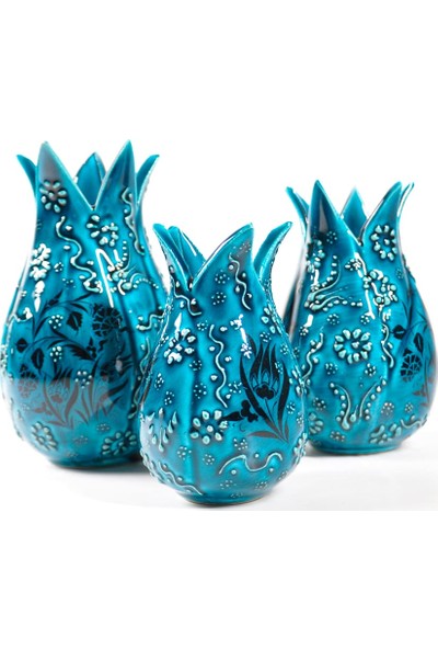 Zemzemm 3'lü Lale Çini Dekoratif