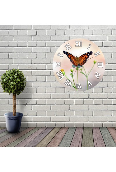 Reklamcım Kelebek Dekoratif Mdf Duvar Saati