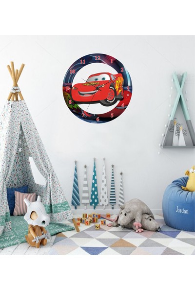 Reklamcım Çocuk Odası Şimşek Mcqueen Duvar Saati Reklamcım Çocuk Odası Şimşek Mcqueen Duvar Saati