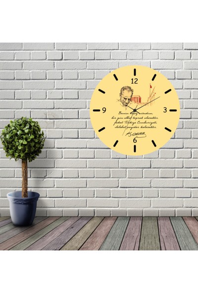 Reklamcım Atatürk Dekoratif Mdf Duvar Saati