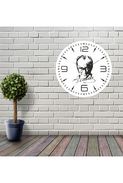 Reklamcım Atatürk Dekoratif Mdf Duvar Saati