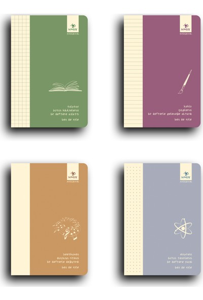 Lovely Book & Book Ben De Öyle Serisi Konsept Defter Orta Boy Set 4'lü