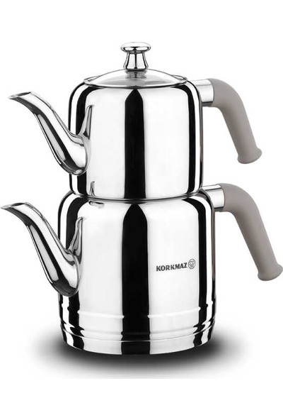 Korkmaz A189-02 Riva Çelik Çaydanlık Takımı Bej