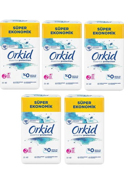 Orkid Essential Süper Ekonomik Ultra Uzun Ped 2 Numara 20'li x 5 (100 Adet) Orkid Essential Süper Ekonomik Ultra Uzun Ped 2 Numara 20'li x 5 (100 Adet)