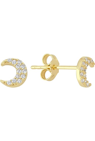 Kuyucu Altın Ay Tasarım Küpe