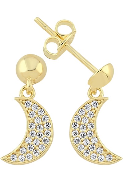 Kuyucu Altın Ay Tasarım Küpe