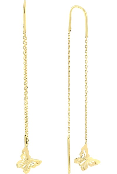 Kuyucu Altın Kelebek Tasarım Küpe