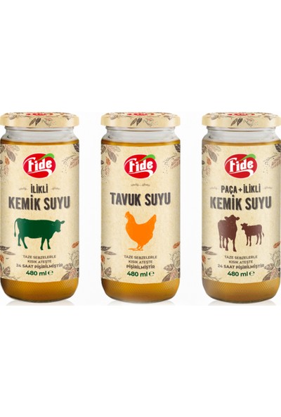 Fide Ilikli Kemik Suyu Paketi 480 ml 24'lü Fide Ilikli Kemik Suyu Paketi 480 ml 24'lü