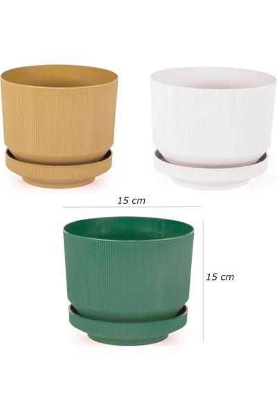 Minia Bahçe 3’lu Plastik Tabaklı Saksı (3 Renk) Minia Bahçe 3’lu Plastik Tabaklı Saksı (3 Renk)