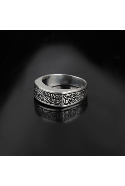 Tesbihevim El Yapımı Kalem İşçilikli 925 Ayar Erkek Gümüş Yüzük Tesbihevim El Yapımı Kalem İşçilikli 925 Ayar Erkek Gümüş Yüzük
