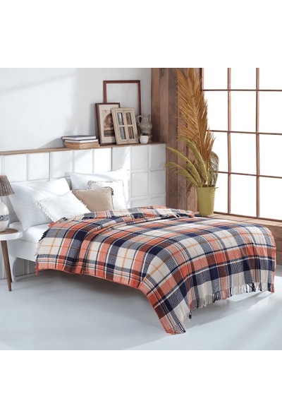 Aksu Cozy Battaniye Inka Lacivert Tek Kişilik PÜSKÜLLÜ-004536