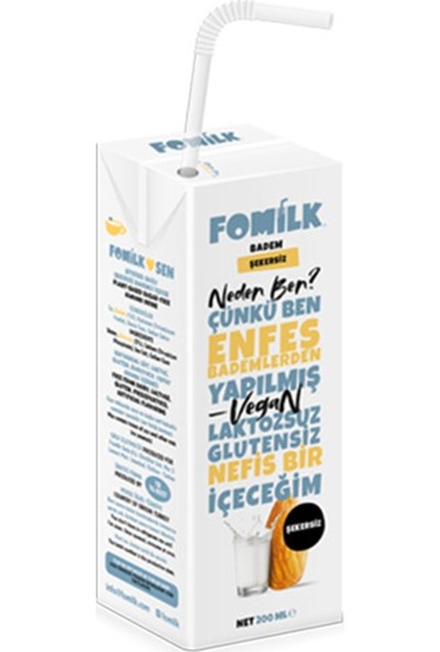 Fomilk Şekersiz Badem Sütü 200 ml