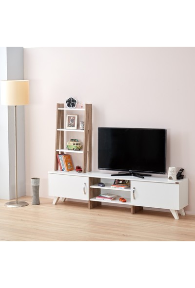 Adetto Zirkon Tv Ünitesi Kitaplıklı Adetto Zirkon Tv Ünitesi Kitaplıklı