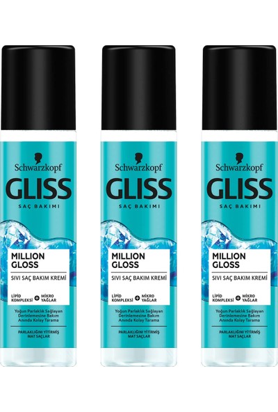 Schwarzkopf Glıss Mıllıon Gloss Sıvı Saç Kremi 200 ml x 3 Adet Schwarzkopf Glıss Mıllıon Gloss Sıvı Saç Kremi 200 ml x 3 Adet
