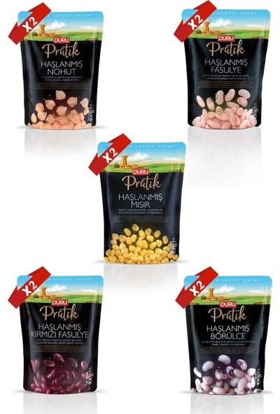 Duru Pratik Haşlanmış Bakliyat Paketi 400 gr x 10'lu