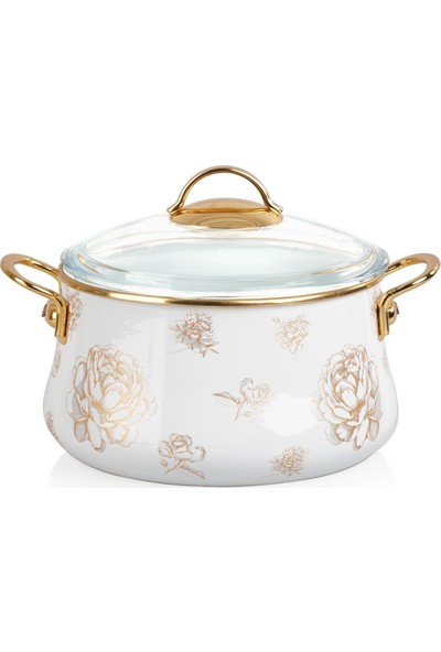 Acar Spring Qualita Cam Kapaklı Emaye Tencere - 24 cm Acar Spring Qualita Cam Kapaklı Emaye Tencere - 24 cm