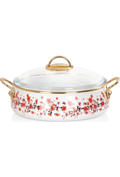 Acar Summer Qualita Cam Kapaklı Karnıyarık Emaye Tencere - 28 cm Acar Summer Qualita Cam Kapaklı Karnıyarık Emaye Tencere - 28 cm