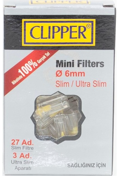 Clipper Slim Filtre, Ağızlık, Sigara Filtresi - 6mm (Ultra Slim Adaptör Hediyeli) 360 Adet Clipper Slim Filtre, Ağızlık, Sigara Filtresi - 6mm (Ultra Slim Adaptör Hediyeli) 360 Adet