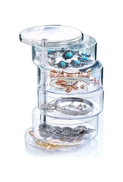 Oktay Bee Home Silindir 4 Katlı Dönebilen Kozmetik Takı Düzenleyici