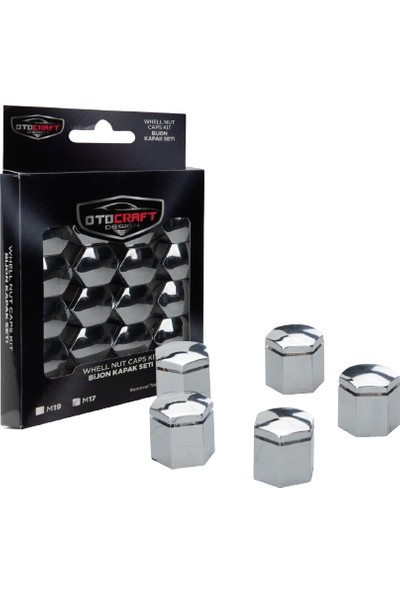 Oto Craft Bijon Kapağı 17 mm Krom 20 Adet